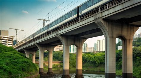기차가 다리 위를 달리고 있다 육교 아래를 달리는 기차 고화질 사진 사진 공장 배경 일러스트 및 사진 무료 다운로드 Pngtree