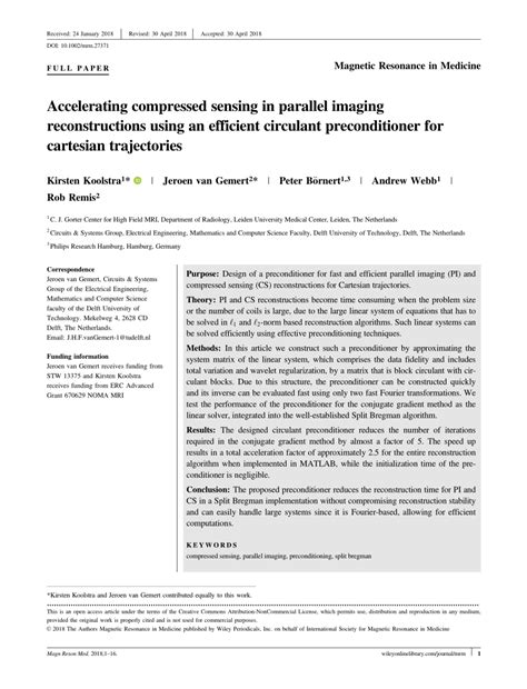 pdf accelerating compressed sensing in parallel imaging