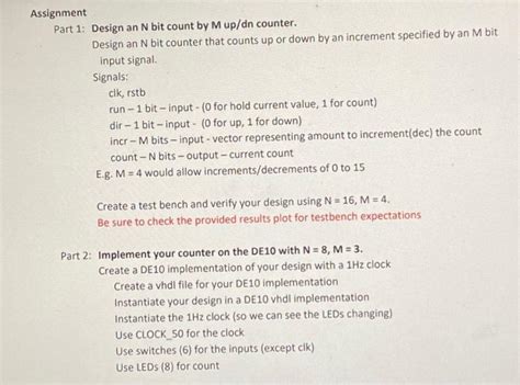 Solved Assignment Part Design An N Bit Count By M Up Dn Chegg