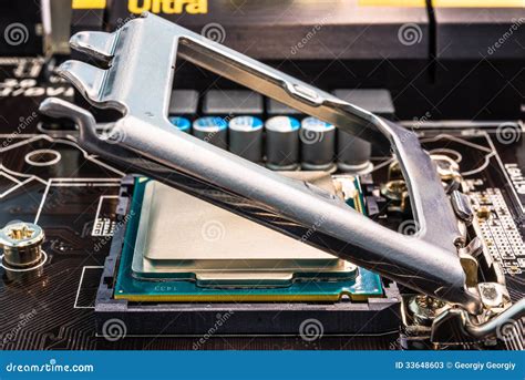 Installation Computer Processor In The Socket Stock Image Image Of