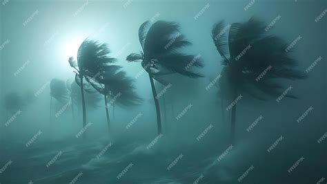 Premium Photo Hurricane Winds Battered Resilient Palm Trees In The