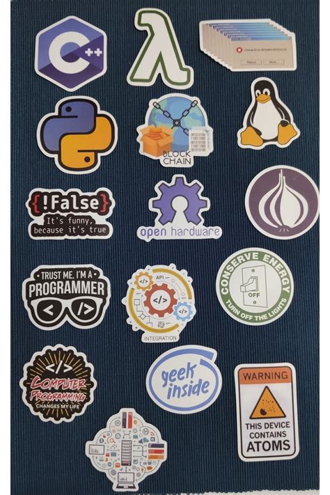 Sonreyon 16 Adet Yazılımcı Programcı Kodlama Yapışkanlı Etiket Sticker