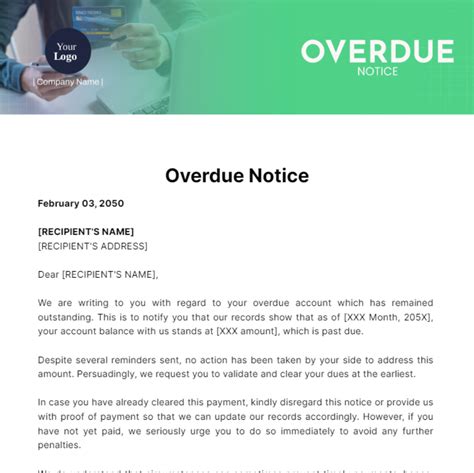 Free Overdue Notice Template To Edit Online
