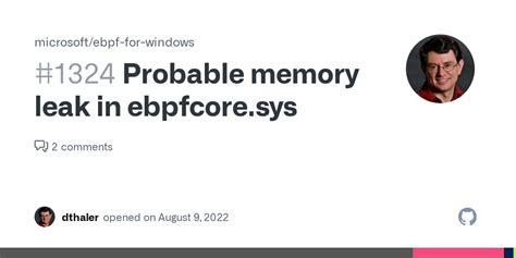 Probable Memory Leak In Ebpfcore Sys Issue Microsoft Ebpf For Windows GitHub