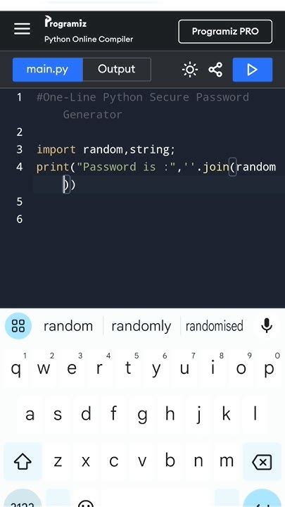 🔐 Secure Password Generator In Python 😲 One Line Trick Shorts Securecode Onelinecode