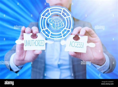 Hand Writing Sign Unauthorized Access Business Approach Use Of A