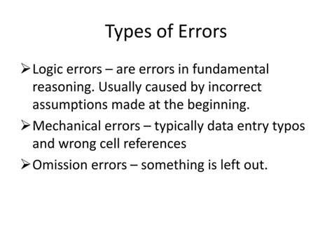 Spreadsheet Errors Ppt