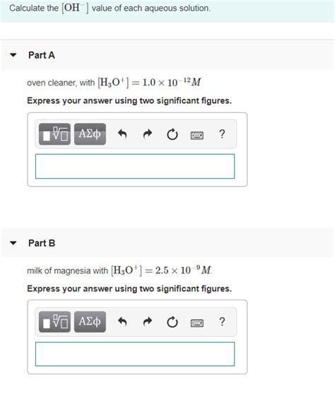 Solved Calculate The OH OH Value Of Each Aqueous Solution Course Hero