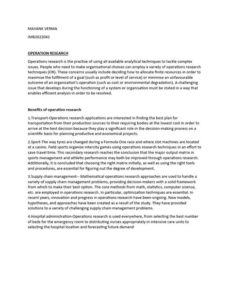 operation research aasgn 1 pdf operations research supply chain