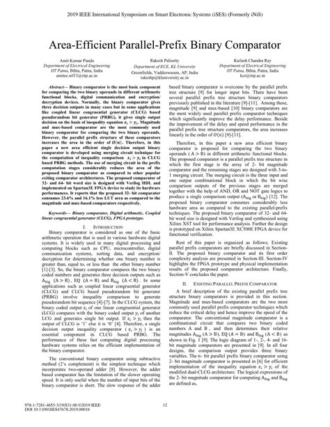 pdf area efficient parallel prefix binary comparator