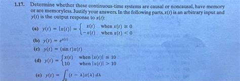 solved 17 determine whether these continuous time systems