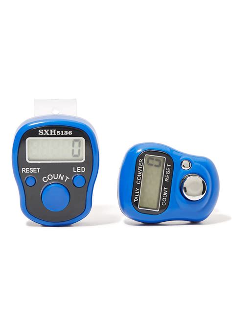 Rosh 2 Piece Digital Electronic Finger Wearable Tally Counter Blue