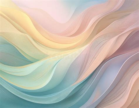 Pastel Soft Waves In Abstract Fluid Design Gentle Calming Background With Flowing Smooth