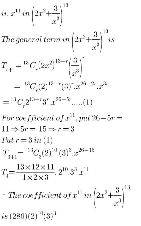 Binomial Theorem Solutions Inter second year Maths - MATHS GLOW