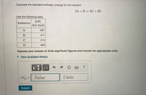Solved Calculate The Standard Enthalpy Change For The Chegg
