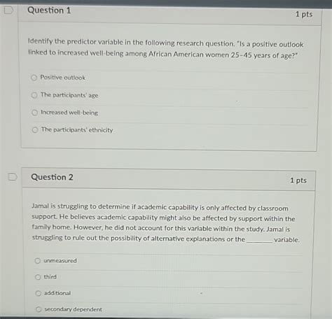 solved identify the predictor variable in the following