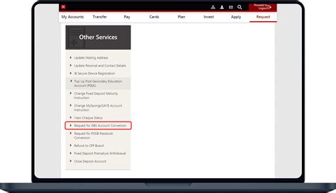 Request For DBS Account Conversion DBS Singapore