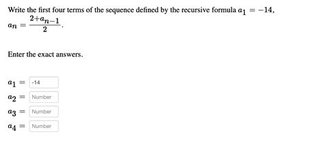 solved write the first four terms of the sequence defined by