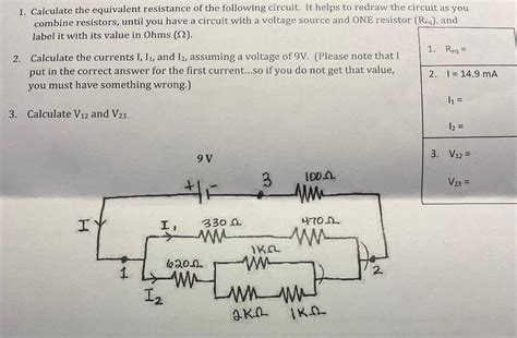 Solved 1 Calculate The Equivalent Resistance Of The