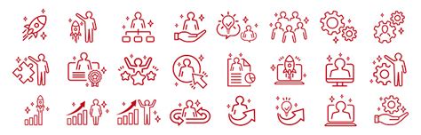 비즈니스 스타트업 관리 팀워크 전략 직원 라인 아이콘 세트 아이콘에 대한 스톡 벡터 아트 및 기타 이미지 아이콘 벡터 0명 Istock