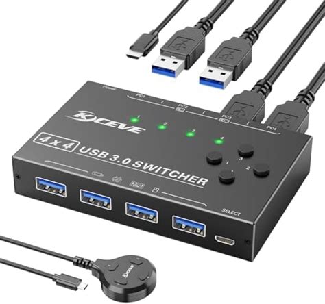 Usb 3 0 Switch Usb Switcher 2 Computers Share 3 Usb 3 0 And 1 Usb C With Remote