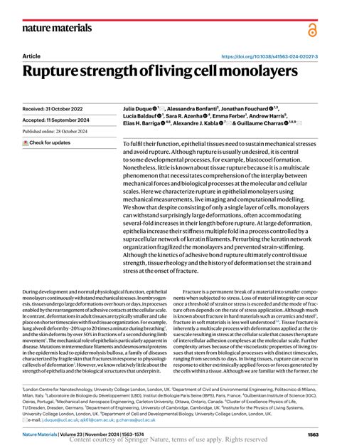 Pdf Rupture Strength Of Living Cell Monolayers