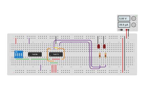 Circuit Design Synchronous 2 Bit Up Counter Tinkercad