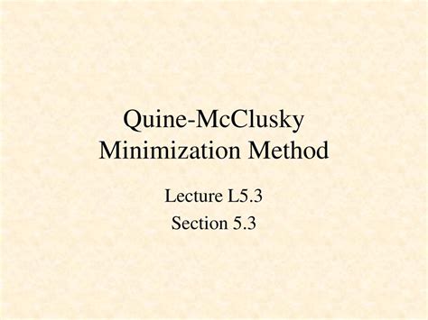 Quine Mcclusky Minimization Method Ppt Download