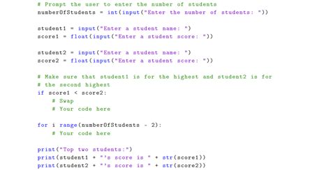 solved 5 find the two highest scores write a program that
