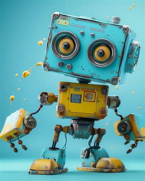 Premium Photo A 3d Stylized Robot Character Experiencing Humorous