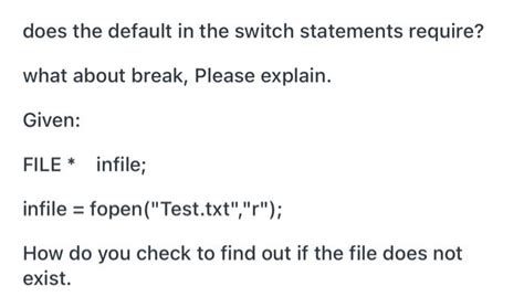 Solved Does The Default In The Switch Statements Require
