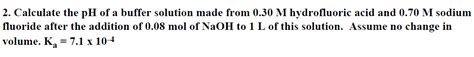 solved 2 calculate the ph of a buffer solution made from