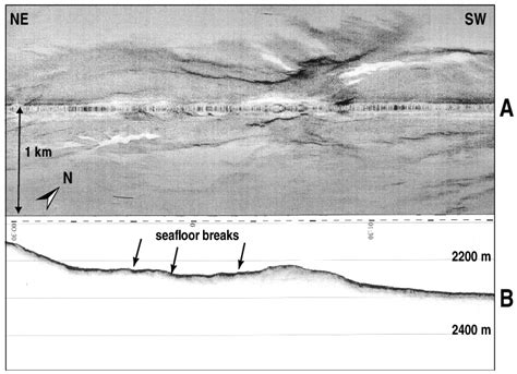 A Sidescan Sonar Image And B Sub Bottom Profiler Record Of A