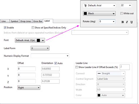 help online origin help the plot details label tab 3d symbol