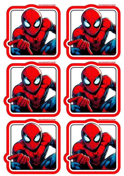 Homem Aranha Adesivo Quadrado Para Personalização De Festa De Aniversário Infantil Pronto Para