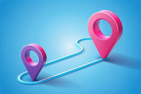 3d Route Location Line With Pin Icon Concept Of Path Or Road Locator