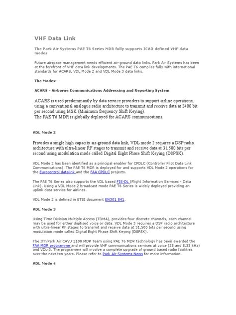 Vhf Data Link Range Pdf Telecommunications Engineering Broadcast Engineering