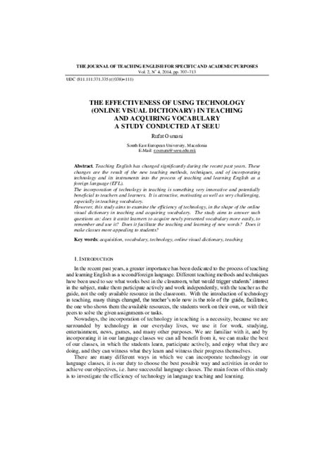 Pdf The Effectiveness Of Using Technology Online Visual Dictionary In Teaching And Acquiring