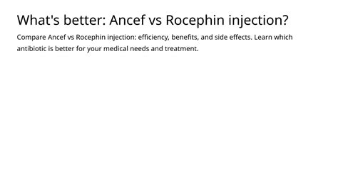 Whats Better Ancef Vs Rocephin Injection Medsis
