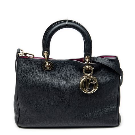 Christian Dior Leather Medium Soft Lady Dior Tote Black Shoulder Bags