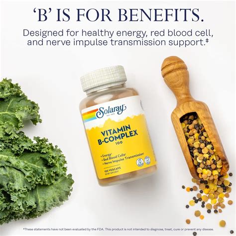 Solaray Vitamin B Complex 100mg Vegcaps Promotes Healthy Energy