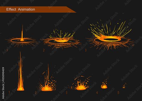 Vector Effect Effect For Game Explode Effect Animation Cartoon Explosion Frames Stock Vector