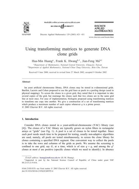 Pdf Using Transforming Matrices To Generate Dna Clone Grids Dokumen