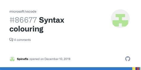 Syntax Colouring Issue Microsoft Vscode GitHub
