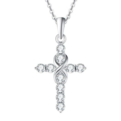 Sfting 925 Sterling Silver High Polished Infinity Cross Pendant With