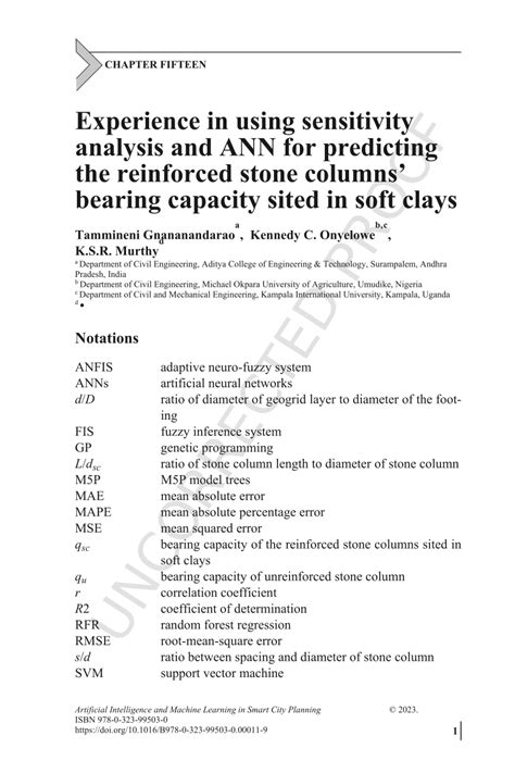 Pdf Experience In Using Sensitivity Analysis And Ann For Predicting The Reinforced Stone