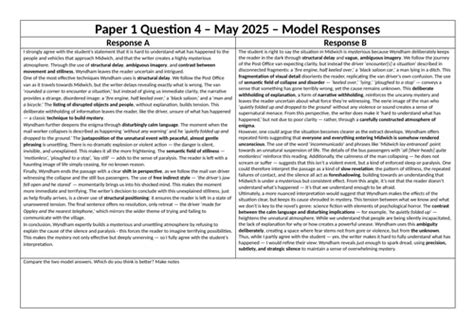 Aqa Language Paper 1 Model Answers 2022 25 Teaching Resources