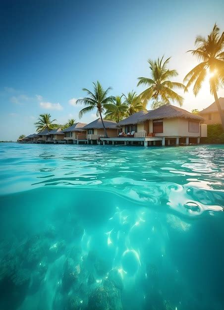 Tranquil Overwater Bungalows In The Maldives Premium Ai Generated Image
