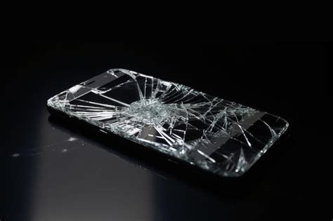 Premium Photo Cracked Smartphone Screen Lying On A Reflective Black
