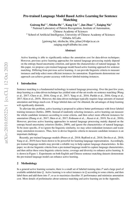 Pre Trained Language Model Based Active Learning For Sentence Matching Deepai